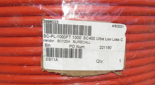 100 ft SC-400 Plenum Fire Rated Ultra Low Loss Coax Cable Orange Cut ...