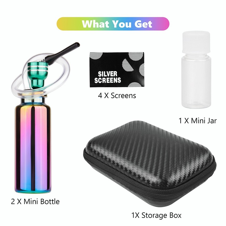 2PC Portable Mini Water Glass Bong With Box Smoking Pipes Tobacco ...