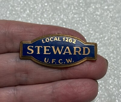 Vintage UFCW LOCAL 1262 Union STEWARD Rose Gold Tone Blue Enameled Pin ...