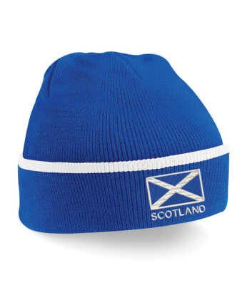 Embroidered Scotland Flag Teamwear Beanie Hat, Text/Logo, 2 Colours ...