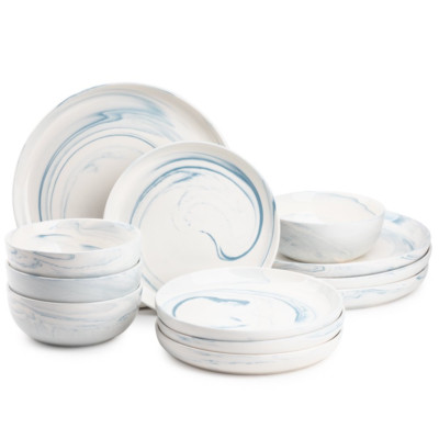 12 Piece Dinnerware Starter Set Thyme & Table's Marbled Stoneware ...