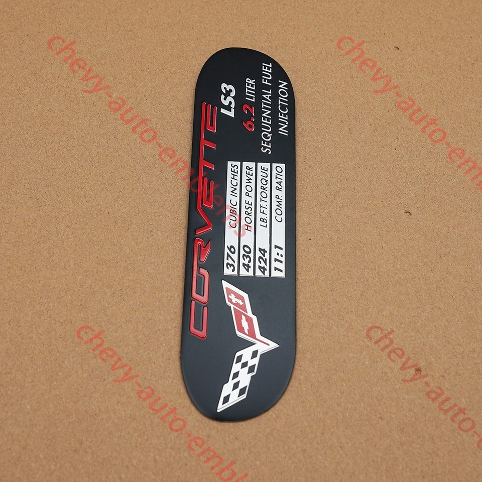 1Pc 05-13 C6 LS3 Engine ID Spec Data Plate Console Ashtray Emblems ...