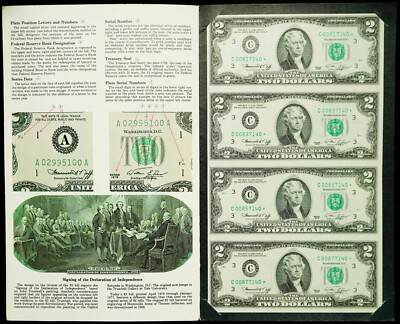 1976 U.S Bureau of Engraving Uncut Set of Four $2 Dollar Star Notes | eBay