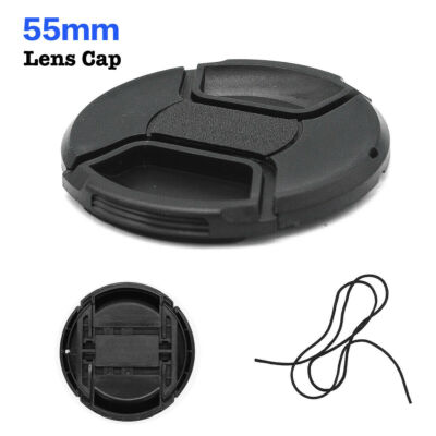 55mm Camera Snap-on Len Lens Cap Cover with Cord Filter Lens Cap for ...