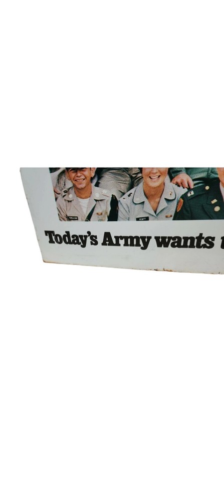 1970s ARMY Recruiting Orig Metal Sign 2 sided Today's Army Wants to ...