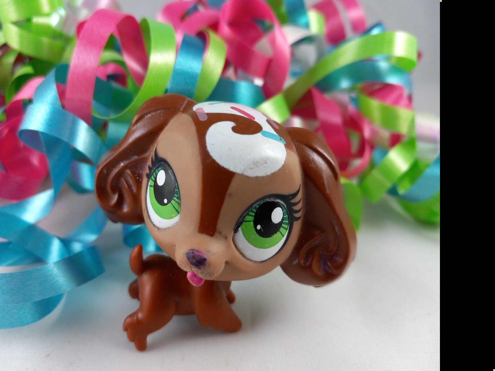 Littlest Pet Shop Brown and White Cocker Spaniel Dog Green Eyes ...