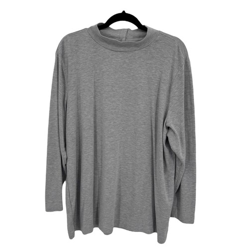 LOFT Plus Women's 24/26 Gray Long Sleeve Mock Neck Button Back Top ...
