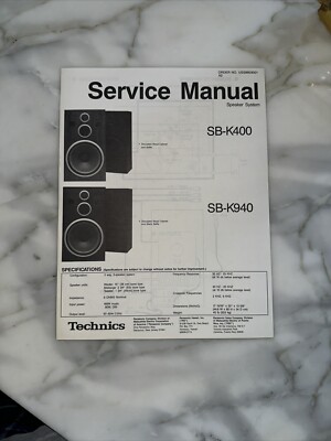 Technics SB-K400 SB-K940 Service Manual Speaker System Original | eBay