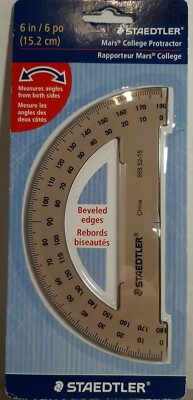 Lot of 3 STAEDTLER College Protractor 6" / 0° to 180° Degree 1/2 ...