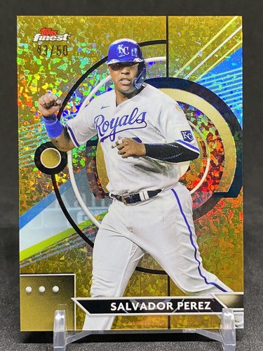 2023 Topps Finest Salvador Perez Gold Mini Diamonds 43/50 Extended Base ...