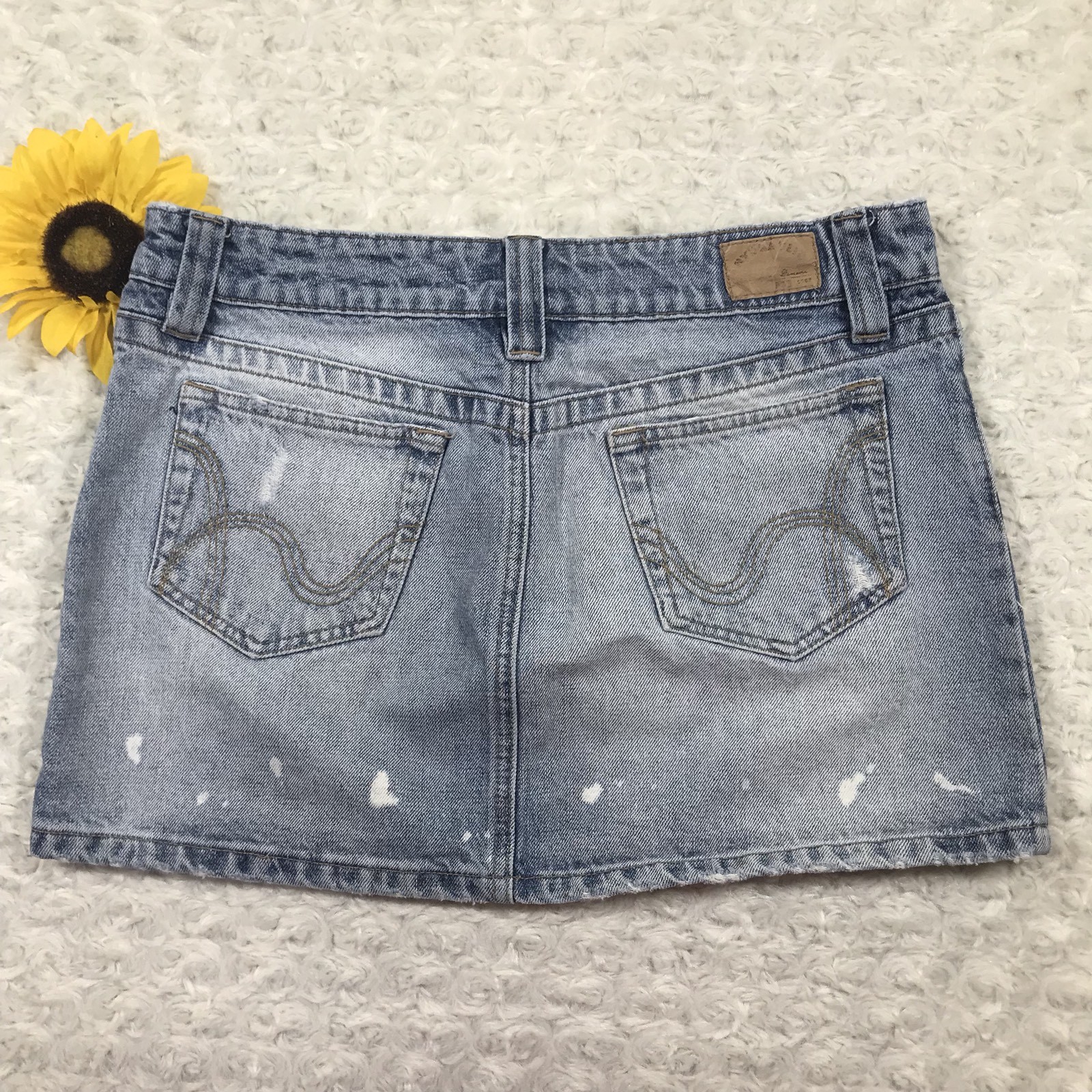 Hydraulic Womens Jean Worn & Torn Mini Skirt Size 7/8… - Gem