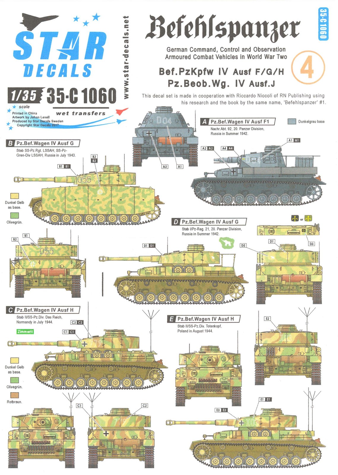Star Decals 1/35 BEFEHLSPANZER Panzer IV Tanks & Panzer IV Variants | eBay