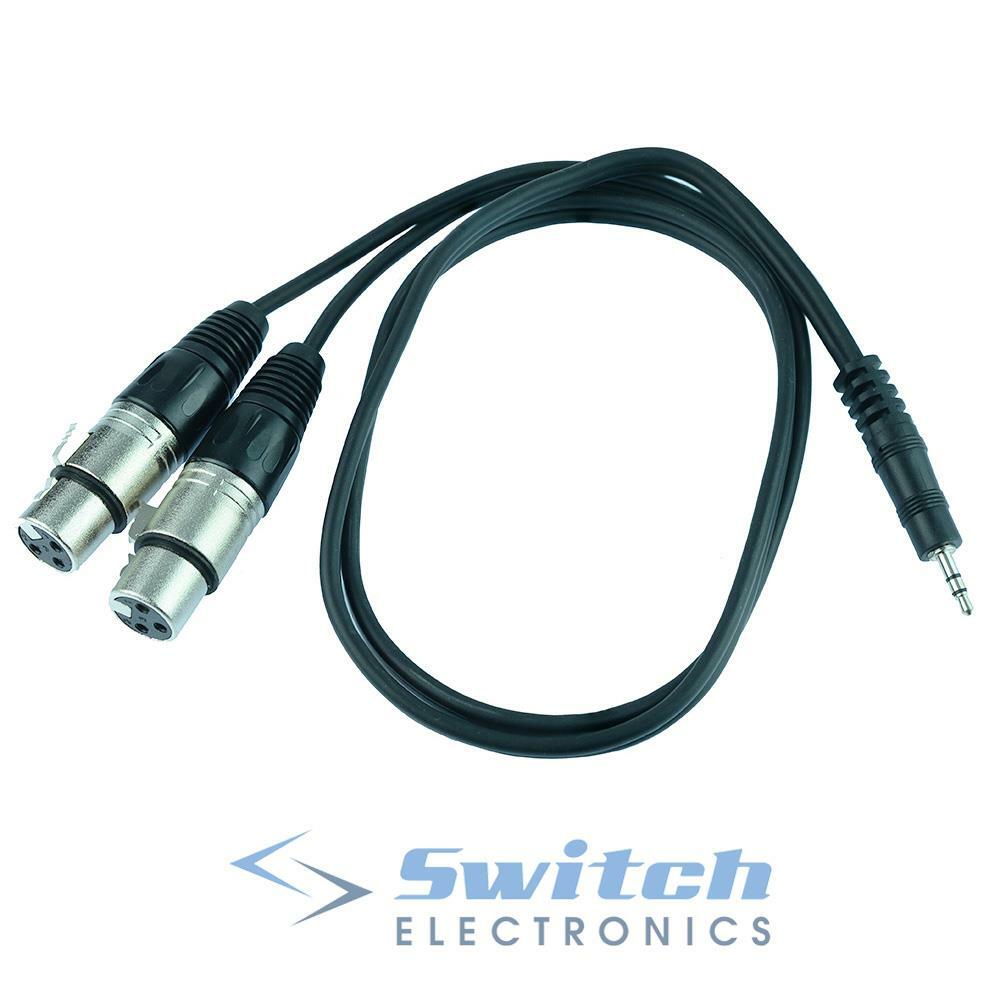 3.5mm Stereo Jack Plug to 2 x XLR Female Socket Audio Lead Cable 1m 2m ...