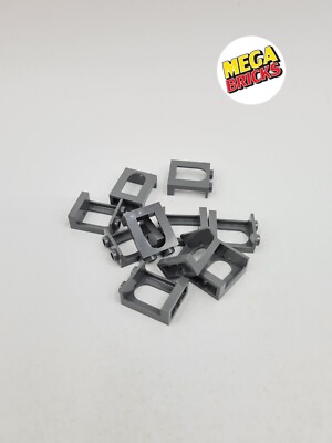 LEGO LOT 10 X WALL 1X2X2 W BOWED SLIT DARK STONE GREY REF 90195 / ...