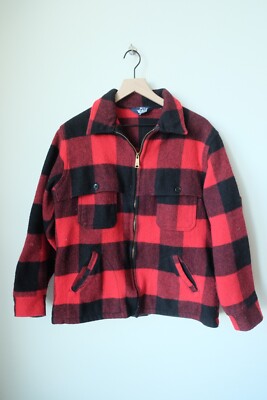 VINTAGE Woolrich Cape Coat Mackinaw Cruiser Wool Jacket Jac Plaid Small ...