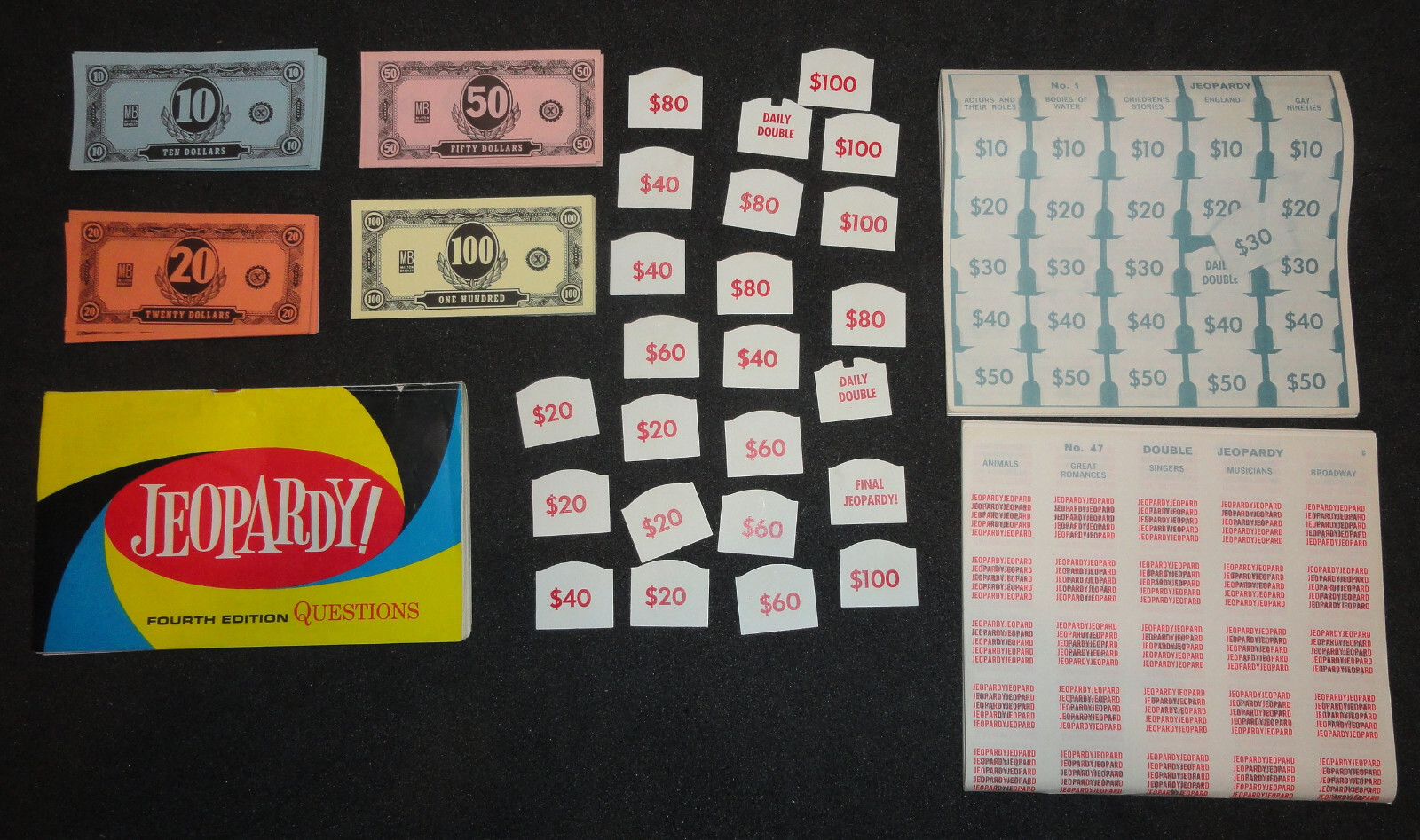 1964 Jeopardy 4457 Board Game - Lot DOLLAR AMOUNT SLIDES, Money ...
