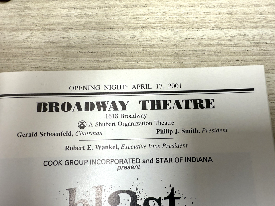 Playbill! BLAST April 17 2001 Broadway OPENING NIGHT Broadway Theatre ...