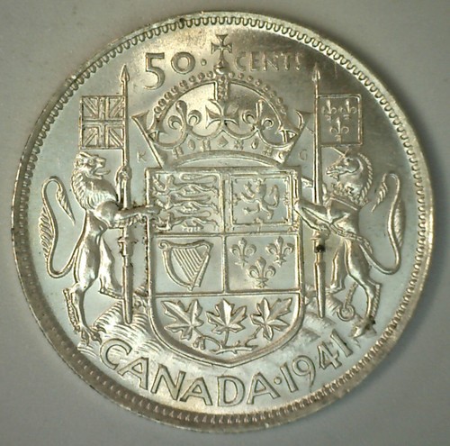 1940 Canada Silver 50 Cents Coin BU 50c Canadian Half Dollar ...