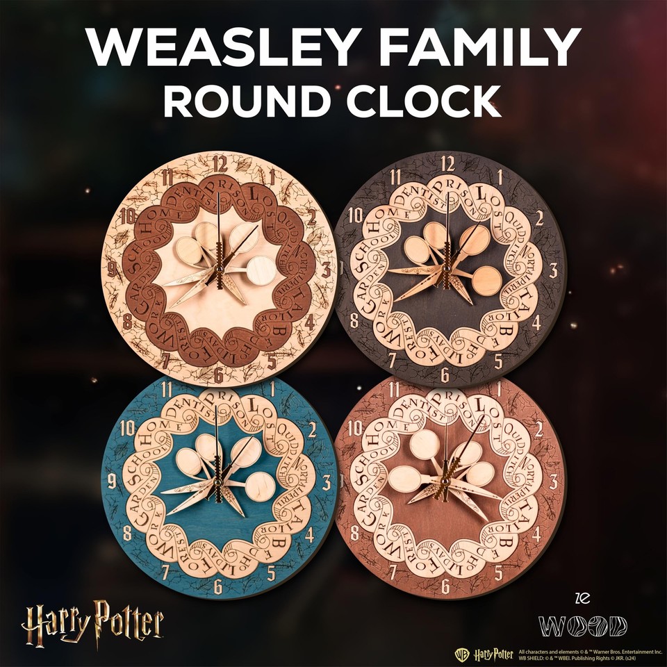 Weasley Family Round Clock - Harry Potter 3D Wall Clock - Unique Blue ...