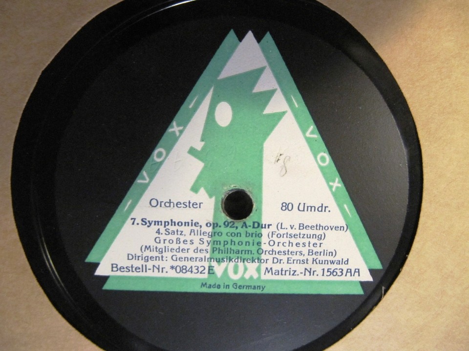 1927 Dr. Ernst Kunwald Beethoven Symphony No. 7 BERLIN German Vox 4x12 ...