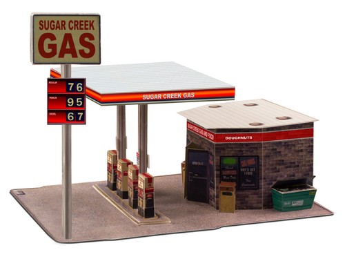 1:87 Train HO Scale "Gas Station & Fire Department" Model Building Kit ...