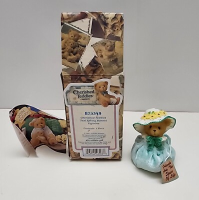 Cherished Teddies Spring Bonnet Figurine - Teal | eBay