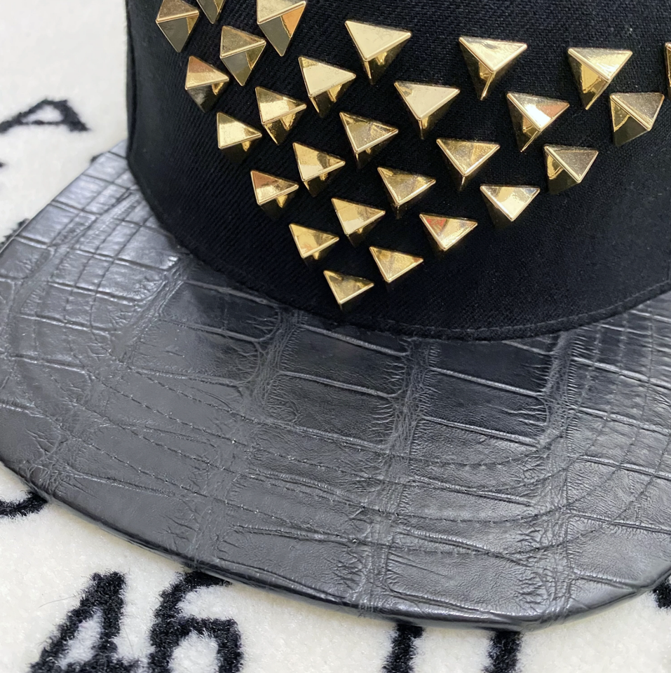 1 Of 1 Custom Designer Croc & Lamb Skin Pyramid Studs Black Hat | eBay