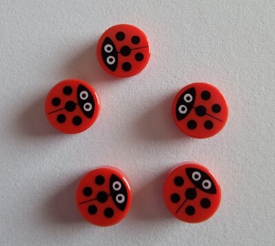 New X5 LEGO Red Tile Round 1 x 1 With Ladybug Pattern | eBay