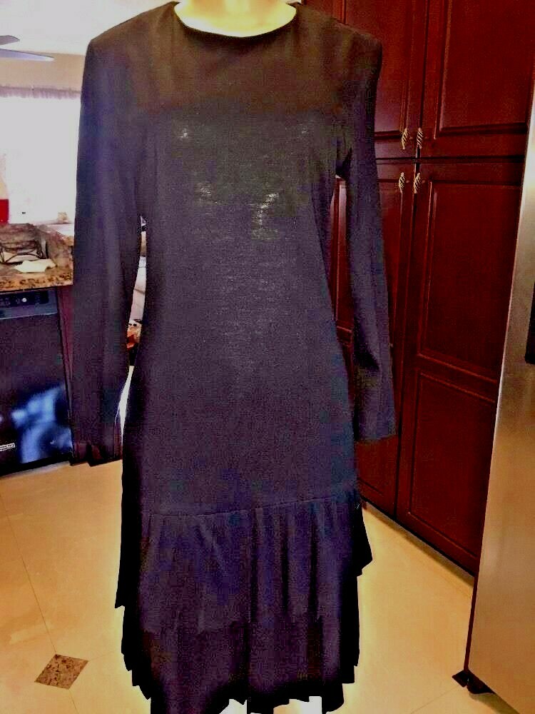 VTG Karin Stevens PETITES by Steven Stoller BLACK PLEATED DRESS size 10 ...