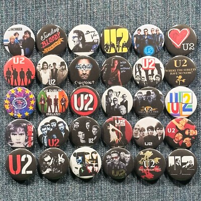 U2 BONO THE EDGE 80's Music 1" Pinback Buttons Irish Band Classic Rock ...