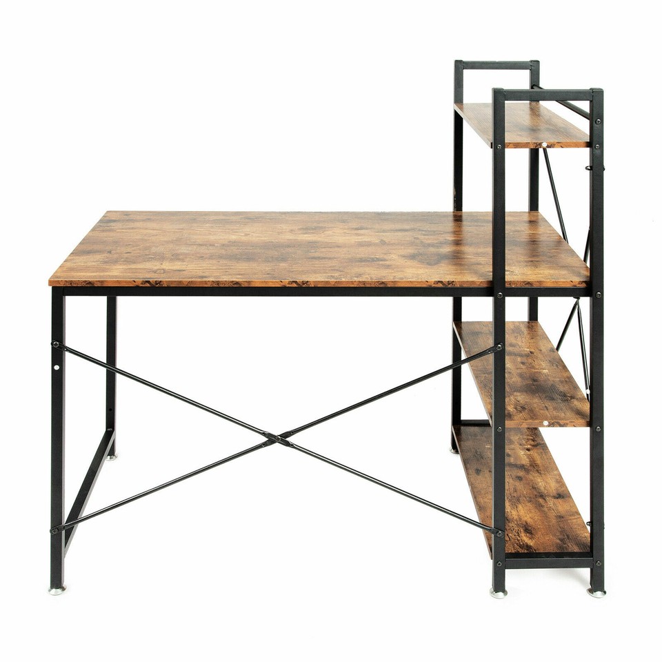 PC Table Study Computer Desk Unit Home Office Workstation Corner Shelve ...