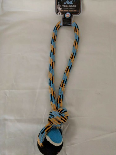 Bow Wow Pet New Knotted Rope & Ball Pet Dog Puppy Pull Fetch Toy Blue ...