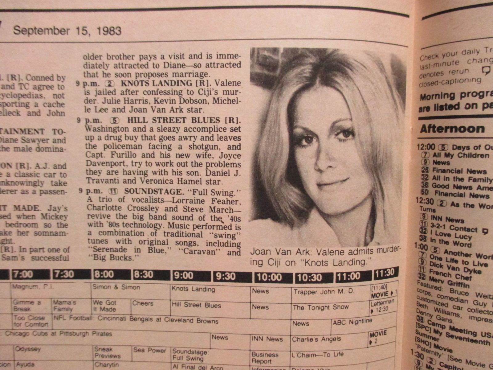 September 11, 1983 Chicago Tribune TV Magaz(MARY HART/RON HENDREN/DIXIE ...