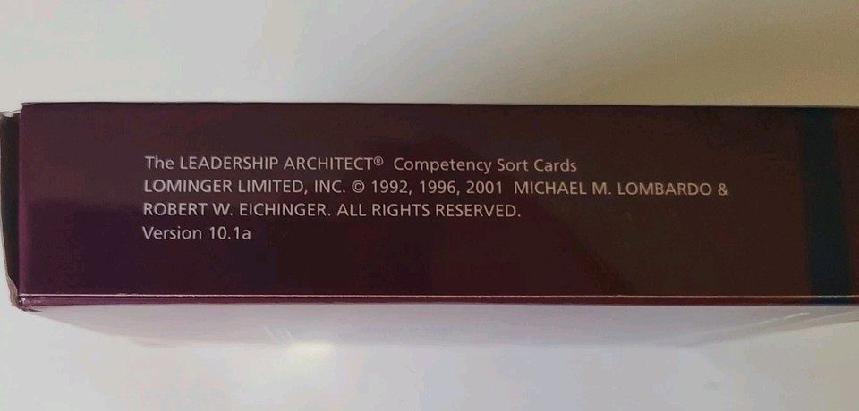 Leadership Architect Competency Sort Cards Version 10.1a 2001 COMPLETE ...