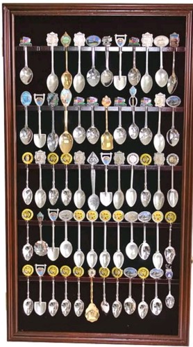 60 Souvenir Tea Spoon Display Case Holder Wall Cabinet, UV Protection ...