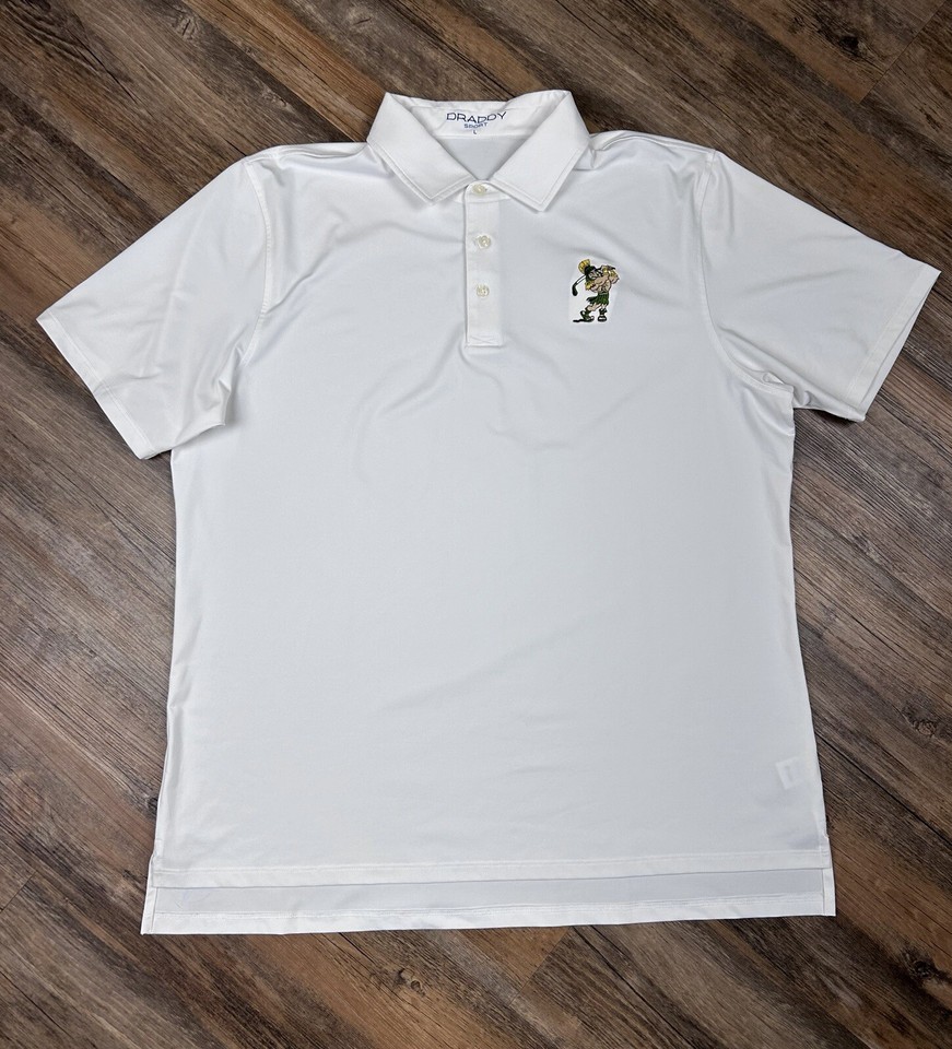 B. Draddy Sport Polo Shirt Men's L Performance Stretch White EUC Golf ...