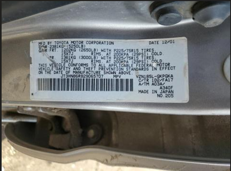 2001 2002 TOYOTA 4RUNNER TRANSMISSION W/TRANSFER CASE 3.4L 4X4 4WD ...
