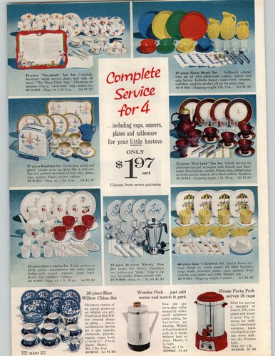 1965 PAPER AD 2 PG Toy Play Tea Sets Blue Willow Corona Ware Fiesta ...