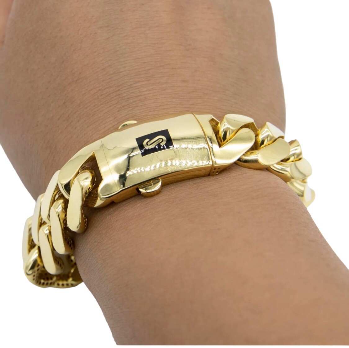 Real 10k Yellow Gold 17mm Miami Cuban Royal Link Plain Box Clasp ...