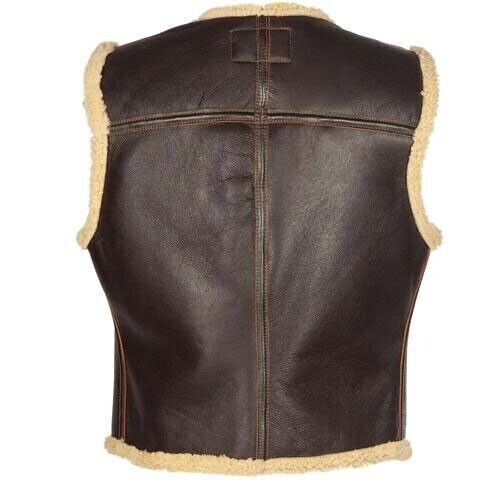 Vest Men's Vintage B3 Aviator Pilot Bomber Genuine Sheep Leather Vest ...