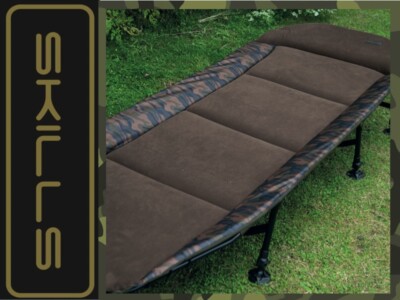 Carp Fishing Bed Chair Skills Tackle Camo bedchair lay flat adjustable ...
