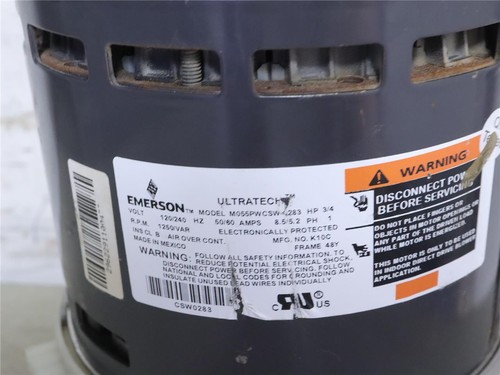 EMERSON ECM M055PWCSW-0283 V175 ULTRATECH Blower Motor 3/4HP 120-240V ...