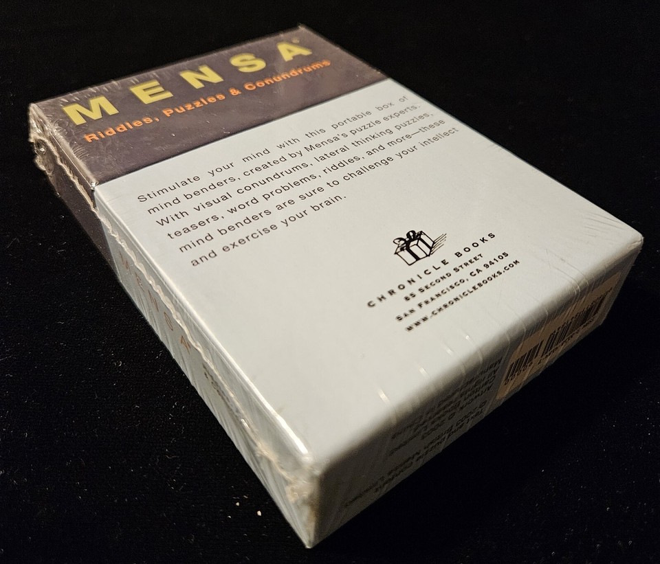 MENSA RIDDLES, PUZZLES, & CONUMDRUMS (Chronicle 2003) Factory Sealed ...