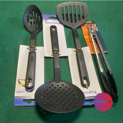 UTENSIL SET 4 PIECES KITCHEN UTENSILS X 4 SLOTTED SPOON, TURNER ...