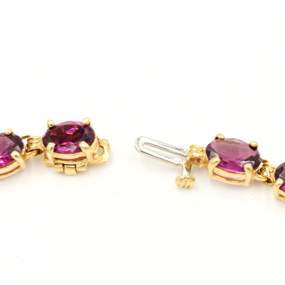14k Yellow Gold Rubellite Tourmaline Gemstone Chain Link Tennis ...