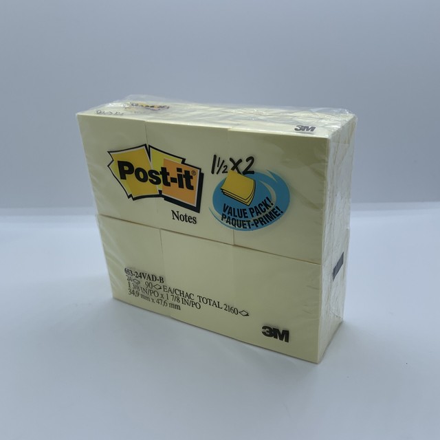 Post-it Notes 1-1/2 X 2 Inches Canary Yellow 24 Pads With 90 Sheets ...