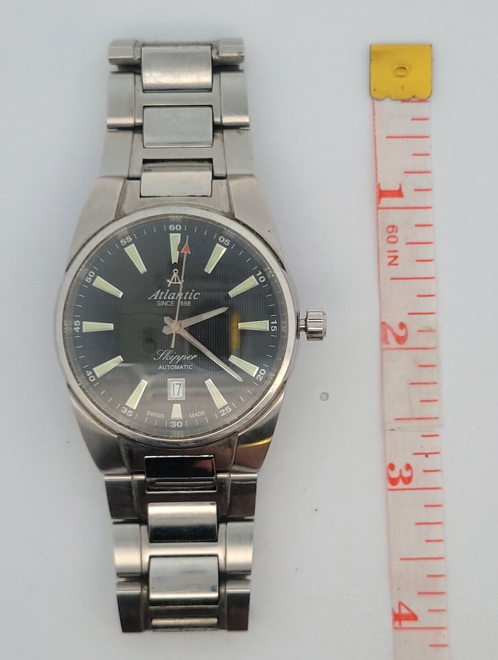 Atlantic Skipper Automatic Stainless Steel 42mm Black Dial Men's Watch ...