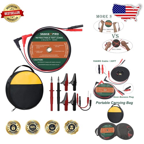 Multi-Function Retractable Test Leads with Alligator Clips for ...