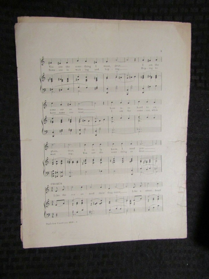 1912 1912 THAT'S HOW I NEED YOU Sheet Music GD+ 2.5 Emma Carus 4pgs | eBay