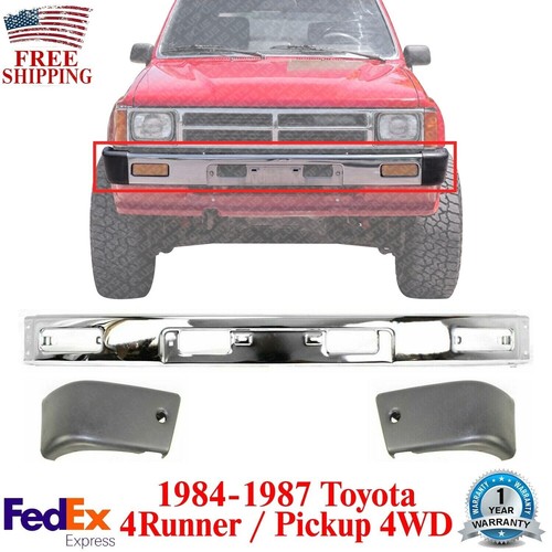 Front Bumper Face Bar Chrome + End Caps Primed For 1984-88 4Runner ...
